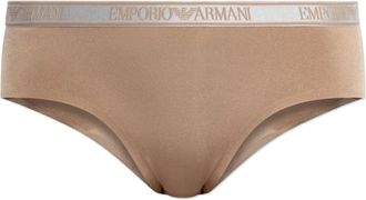 Emporio Armani Femme, Sous-v&ecirc;tements, Beige, Taille: 38 FR Logo Briefs