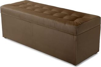 MG Design Pouf Coffre 45 × 120 cm Marron - Rangement 140 L, Charge 300 kg, Surface Douce, Entretien Facile - pour Salon, Chambre, entrée