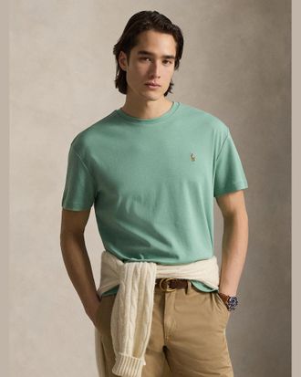 Ralph Lauren Jersey T-Shirt mit Poloreiter-Stickerei, Custom Slim Fit in