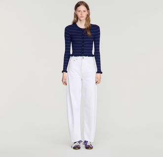 Sandro Cardigan en maille &agrave; rayures