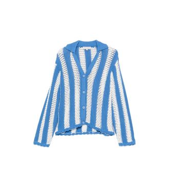 Stine Goya Striped Open-knit Cardigan