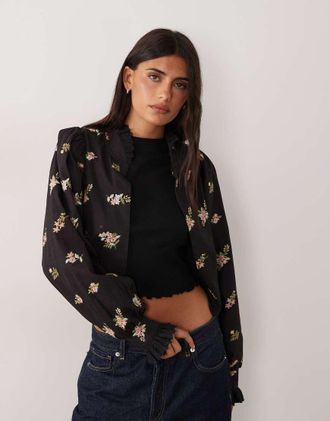 Miss Selfridge veste brod&eacute;e noire