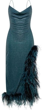 Os&eacute;ree robe Lumi&egrave;re Plumage &agrave; col b&eacute;nitier - Bleu