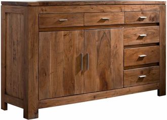 Massivmoebel24 Sideboard Akazie 150x45x90 golden honey lackiert SHAMAN 40