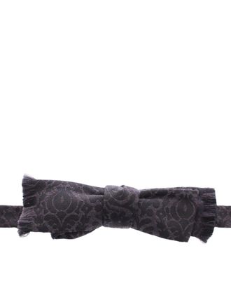 Dolce & Gabbana Mens Gray Black Wool Bow Tie Silk
