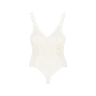 Elisabetta Franchi Femme, Tops, Blanc, Taille: 40 FR Body en maille et dentelle