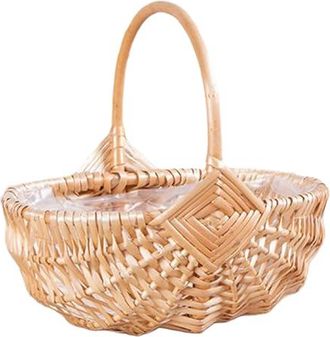 Generic Panier de pique-nique vintage avec poign&eacute;e, panier vide tiss&eacute; &agrave; la main, grande bo&icirc;te de rangement pour activit&eacute;s de plein air, plage, camping, pause,