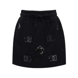 Dolce & Gabbana Monogramm-Logo Schwarzer Rock Elastischer Bund - - Skirts - Damen - Schwarzk - M