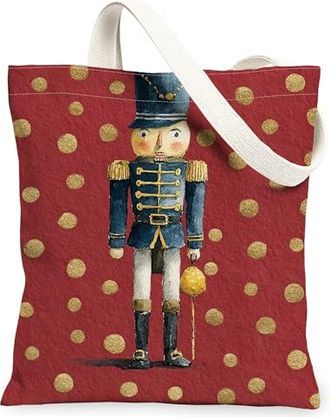 Generic Sac fourre-tout en toile motif casse-noisette ludique r&eacute;utilisable, sac de courses r&eacute;tro l&eacute;ger et lavable pour salle de sport, voyage, plage, pique-ni