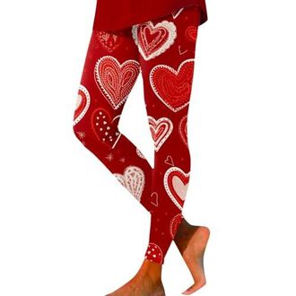 Generic Pantalon moulant imprim&eacute; pour la Saint-Valentin 2026 - Pour femme - Pour le fitness et le yoga (3), Rouge, XXL