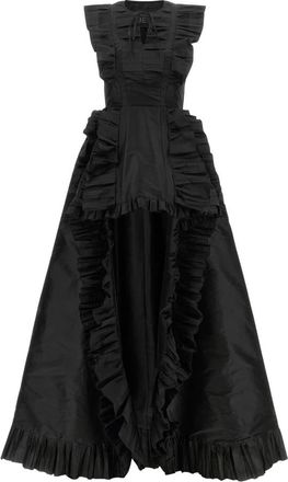 Giovanni Bedin Robe Longue Asym&eacute;trique &agrave; Volants - Femme - Robes - Noir - Taille: 36 FR