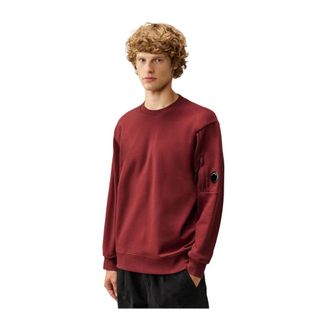 C.P. Company C.p. Company - SweaT-shirt &agrave; col rond en polaire c&ocirc;tel&eacute;e diagonale avec lentille - Homme - Sweatshirts et sweats &agrave; capuche - Rouge - Taille: L