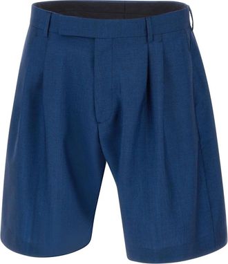 Paul Smith Homme, Shorts, Bleu, Taille: W36 Wool-Mohair Pleated Shorts