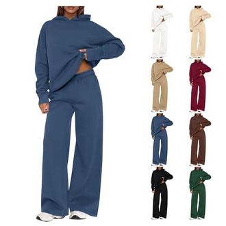 Generic Ensemble 2 pi&egrave;ces pour femme - Tenue d&eacute;contract&eacute;e - Sweat &agrave; manches longues - Pantalon de surv&ecirc;tement &agrave; jambe large - Ensemble de v&ecirc;tements de d&eacute;tente