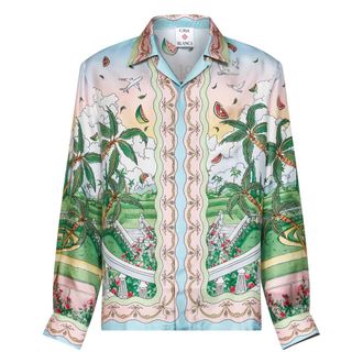 Casablanca Wave Print Silk Shirt - - Shirts - Herren - Mehrfarbig - XL