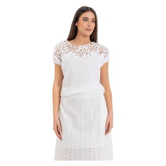 Kocca Femme, Blouses et Chemises, Blanc, Taille: 38 FR Haut &agrave; manches courte coupe fluide