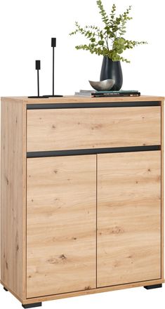 CARRYHOME Schuhschrank, Anthrazit, Eiche Artisan, Holzwerkstoff, 3 Fächer, 1 Schubladen, 80x102.8x38 cm, Beimöbel erhältlich, stehend