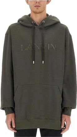 Lanvin Homme, Sweatshirts et sweats &agrave; capuche, Vert, Taille: S Sweat &agrave; Capuche en Coton avec Logo Brod&eacute;