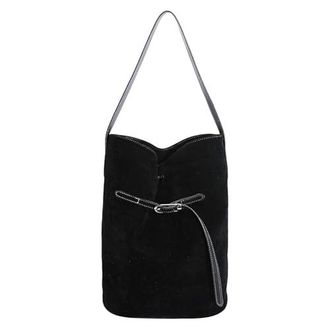 Generic Grand sac &agrave; bandouli&egrave;re en daim synth&eacute;tique vintage pour femme (noir)