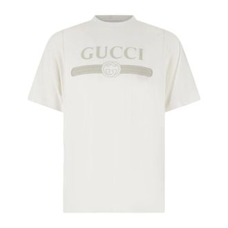 Gucci T-Shirt aus Baumwolljersey mit Print - - Tops - Herren - Wei&szlig; - L