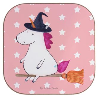 Mr. & Mrs. Panda gl&auml;seruntersetzer Einhorn Hexe - Geschenk, Einh&ouml;rner, Untersetzer Tasse, Engel, Freundin, Unicorn, Coaster, Teufel, Holzuntersetzer, Frau, Tischunters