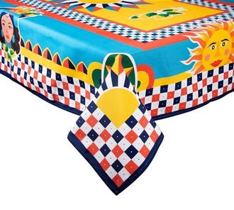 Excelsa Sicilian Rhapsody Nappe rectangulaire, 140 x 240 cm, Coton, Polyester, Lavable en Machine
