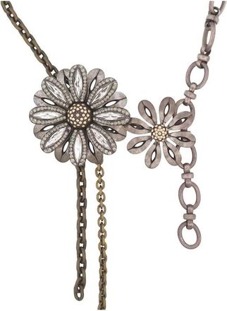 Lanvin Halskette - VINTAGE LANVIN HALSKETTE BLUMEN UND STRASS 30-45CM - Gr. unisize - in Braun - f&uuml;r Damen