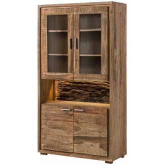 Massivmoebel24 Vitrine Akazie 98x40x180 natur lackiert bark 109