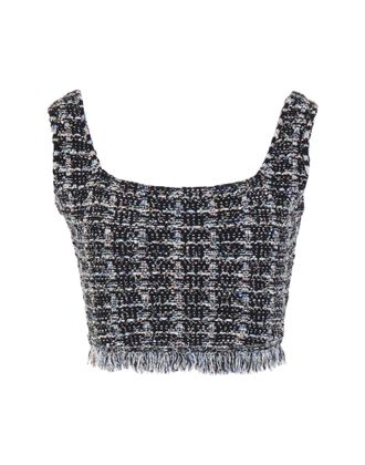 8 by YOOX TWEED COTTON BLEND SLEEVELESS TOP