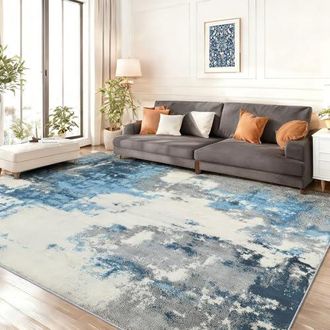 Generic Paillasson Antid&eacute;rapant Bleu 140 x 200 cm, Tapis de Sol dint&eacute;rieur Lavable pour entr&eacute;e Cuisine Chambre &agrave; Coucher paillasson d&eacute;coratif, imprim&eacute; Moderne