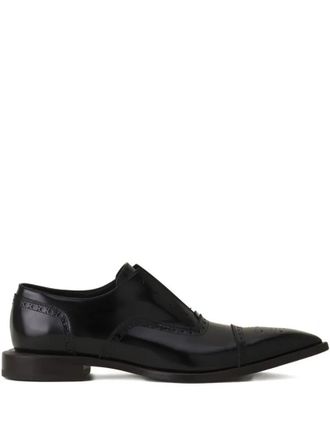 Lanvin Pointed Toe Brogue Flat Shoes In Calf Leather - Gr. 42,5 (EU) - in Schwarz