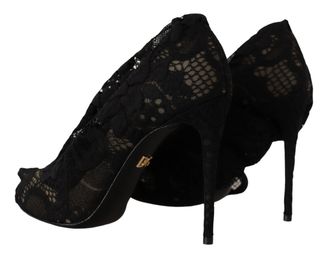 Dolce & Gabbana Womens Black Stretch Socks Taormina Lace Boots Shoes Elastane