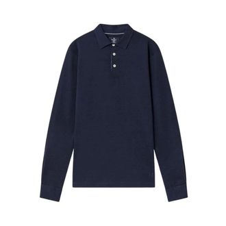 Hackett Polo-Shirt aus Baumwoll-Leinen-Mix - - Tops - Herren - Blau - XL