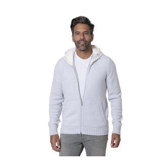 Gran Sasso Grauer Kapuzenpullover mit Rei&szlig;verschluss - - Knitwear - Herren - Wei&szlig; - L