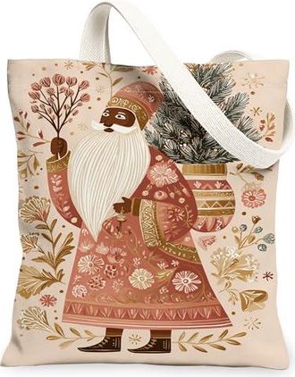 Generic Sacs fourre-tout en toile &agrave; motif floral rustique, r&eacute;utilisables, vintage, l&eacute;ger et lavable, pour les voyages, beige, 13x15 Inch