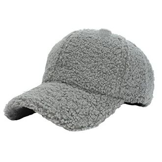Generic Casquette Baseball en Fausse Laine dagneau pour Hommes Femmes Teddy Fleece Sports Hats Warm Winter Outdoor Travel (Grey, One Size)
