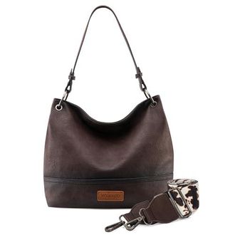 Montana West Wrangler Sacs Hobo pour femme en cuir v&eacute;g&eacute;talien avec poign&eacute;e sur le dessus, caf&eacute;, Medium