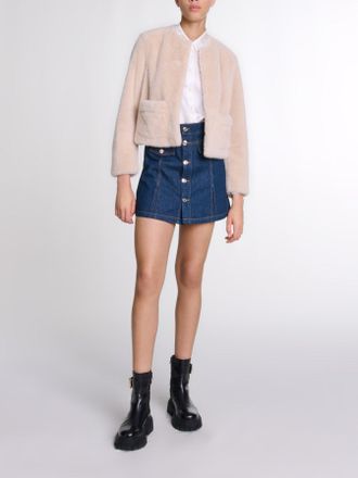 Maje Kurze Kunstpelzjacke - Beige - Gr&ouml;&szlig;e 38 - Maje