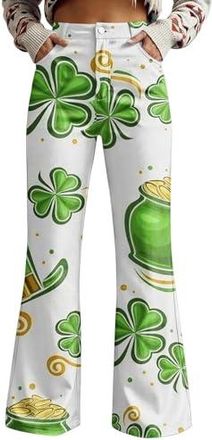Generic HUIFUAO Pantalon de la Saint-Patrick pour femme - Pantalon tr&egrave;fle amusant - Costume irlandais de la St Paddys Day - Pantalon de tr&egrave;fle irlandais - Tai