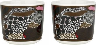 Marimekko Rusakko Cup W/Out H. 2dl 2Pcs - White,Brown,Dark Green,red