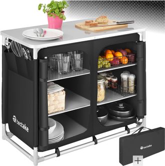 TecTake Faltbare Reiseküche, Camping Küche, Camping Zubehör Küchenschrank, Campingtisch für Outdoorküche, Wohnwagen, Vorzelt, Auto Camping, Outdoor Campingküc