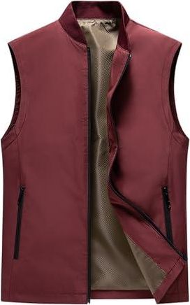 Generic Gilet de sport en tissu pour homme - Grandes tailles - Col montant - Gilet de course - Coupe ajust&eacute;e - Veste bomber sans manches - Veste de mi-saison 