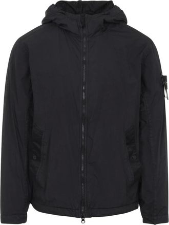 Stone Island Homme, Vestes, Noir, Taille: S Veste en tissu technique avec logo Compass
