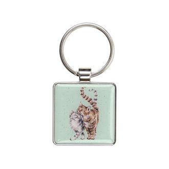 Wrendale Designs Porte-cl&eacute;s chat &laquo; Feline Good &raquo;, Vert, 40mm x 80mm