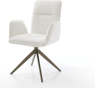 DELIFE Drehstuhl Vinja-Flex Boucl&eacute; Soft Beige Kreuzgestell breit Effektfinish Titan 360&deg; drehbar Wippfunktion, Esszimmerst&uuml;hle