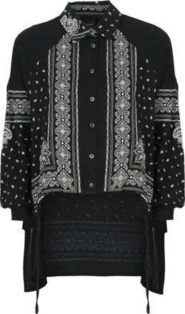Pinko Pinko, Femme, Blouses et Chemises, Noir, Taille: 36 FR Chemise Asym&eacute;trique &agrave; Imprim&eacute; Bandana
