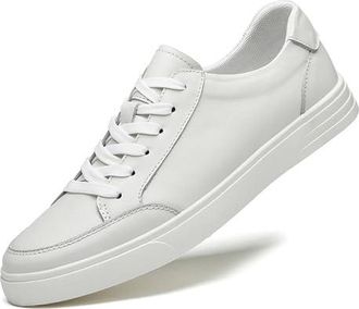Generic Chaussures basses r&eacute;tro d&eacute;contract&eacute;es en cuir pour homme, blanc, 42 2/3 EU