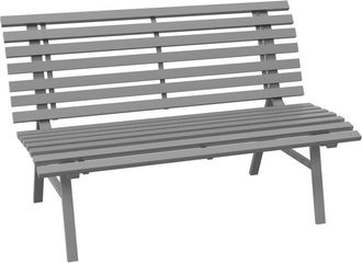 OUTSUNNY Banc de jardin 2 places assise dossier &agrave; lattes alu gris