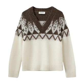 Sofie Schnoor Allegrasw V-Ausschnitt Strickpullover - - Knitwear - Damen - Wei&szlig; - XL