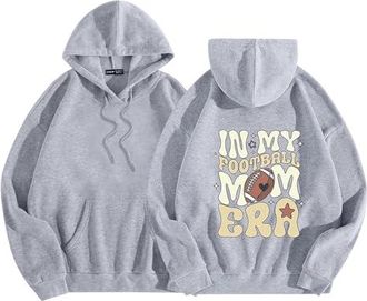 Generic 2026 Printemps Femmes Casual L&eacute;ger Sweat &agrave; Capuche Sweatshirts &agrave; Manches Longues Lettre Imprim&eacute; Graphique Pullover Football Blouse, gris clair, XXL